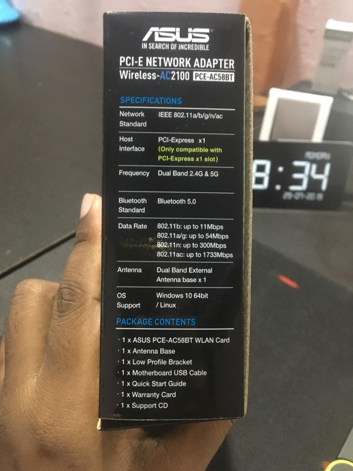 ASUS PCE-AC58BT Dual-Band PCIe (Blue) AC2100 160MHz Wi-Fi Adapter ...