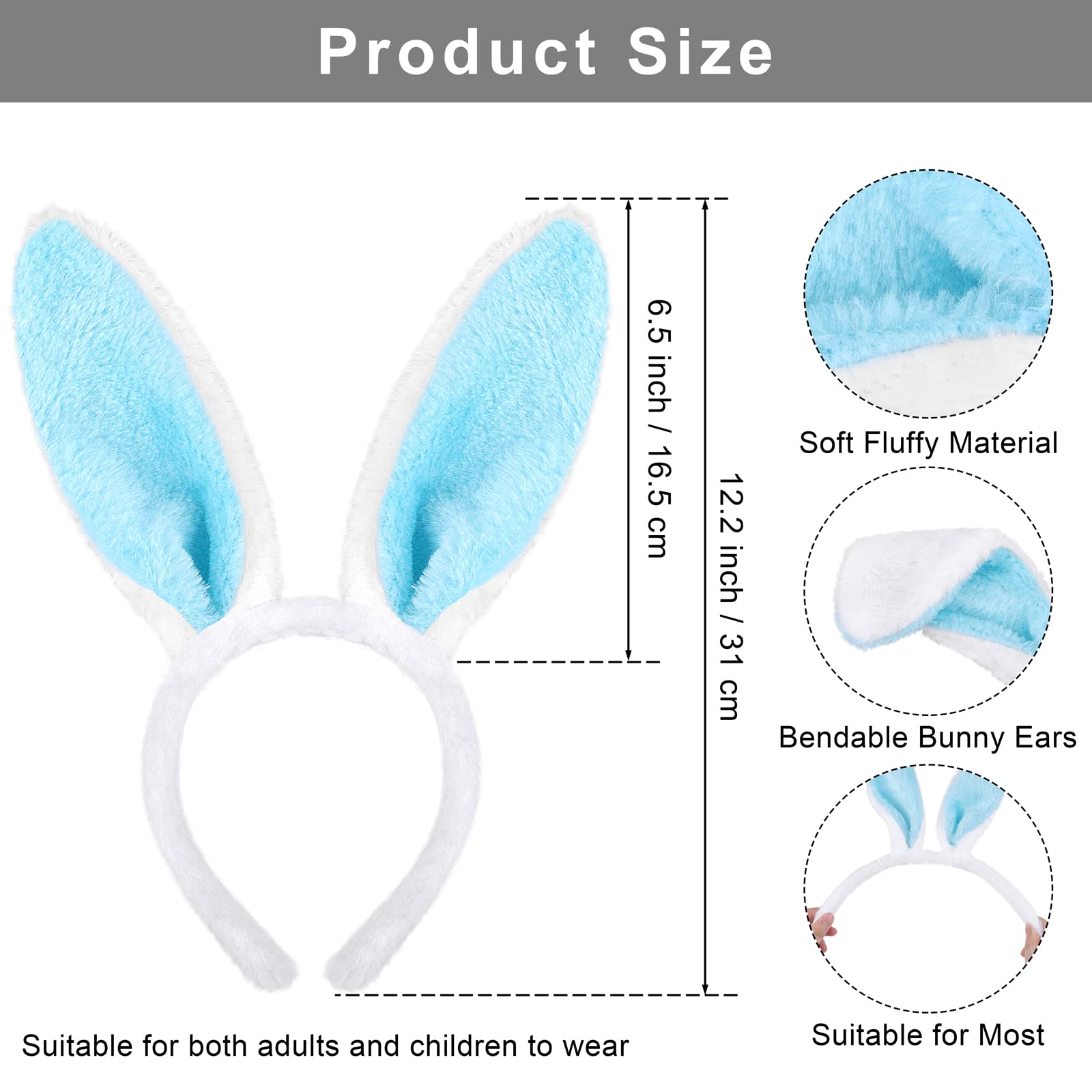 Aneco 2 Pack Bunny Headband Easter Bunny Ears Hairbands Plush Pink ...