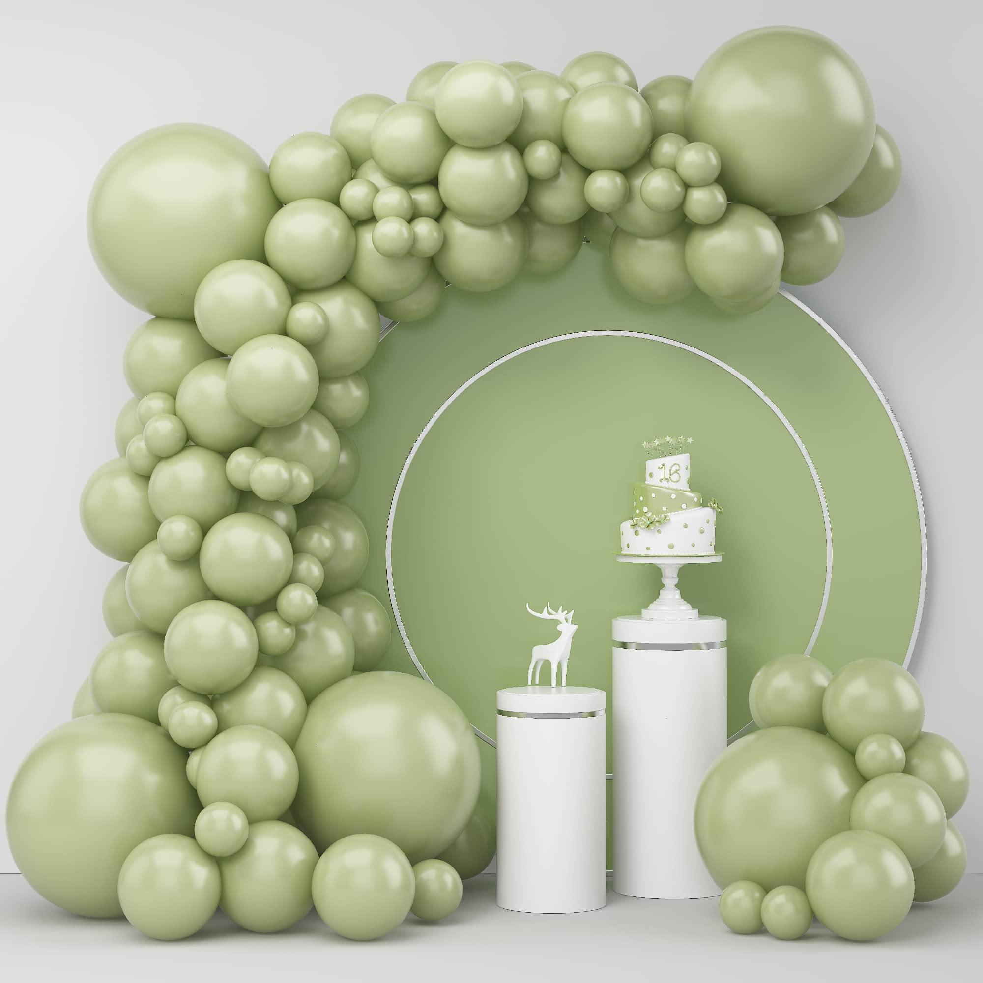 Buy Sage Green Balloons,100PCS Latex Olive Green Balloons Different ...