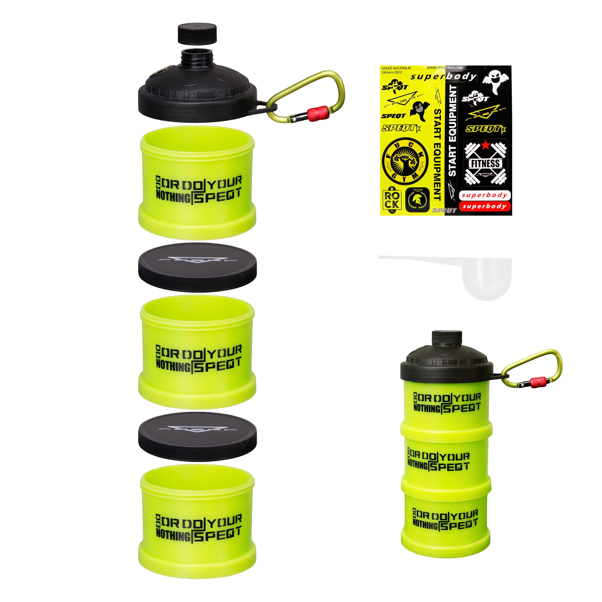 Amazon.com: SPEQT Protein Powder Stackable Container To Go,with Top Cap ...