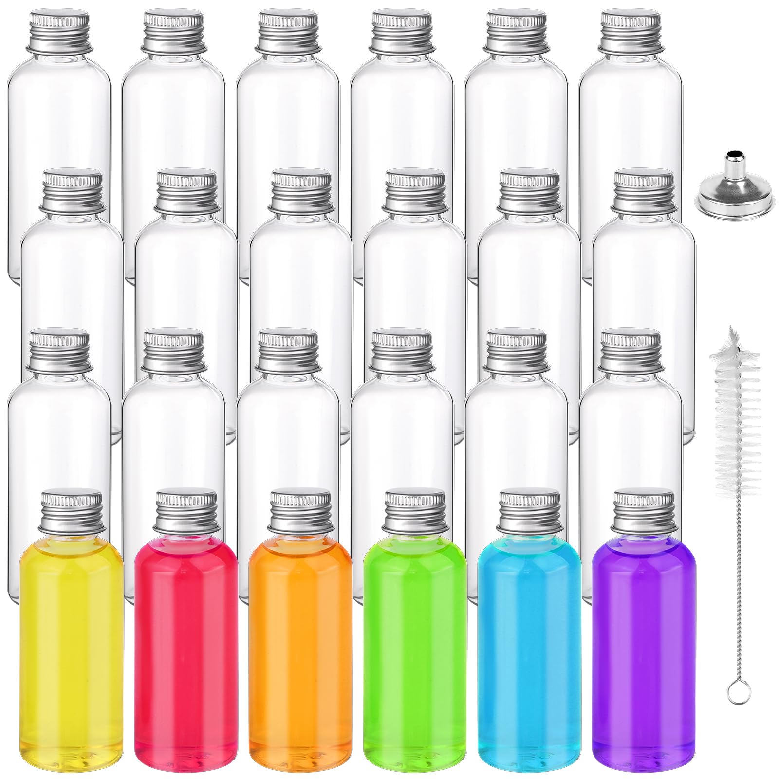 24 Pcs Mini Plastic Juice Bottles with Lids 60ml Small Ginger Bottles ...