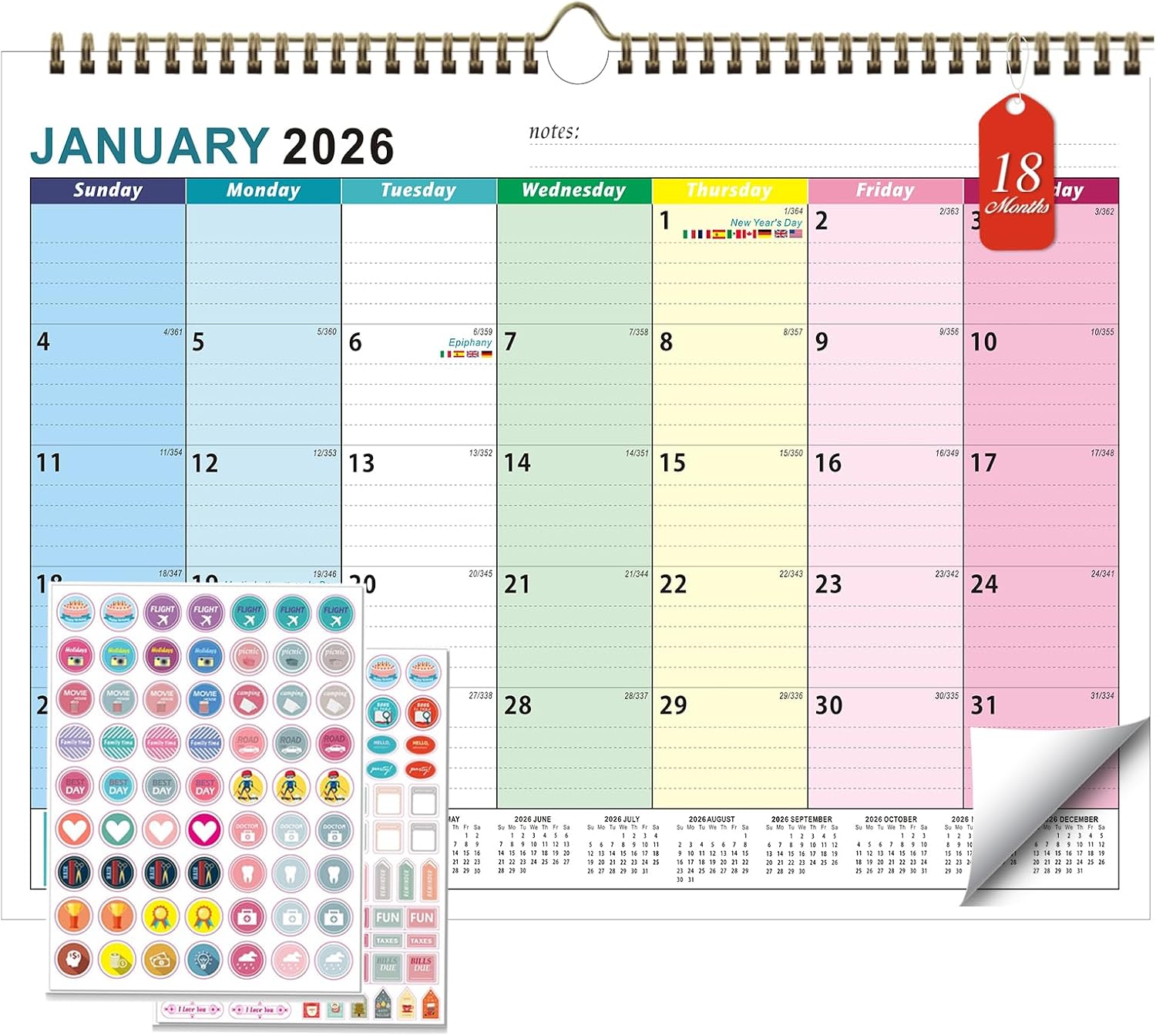 Calendar, 30x21cm Wall Calendar January 2026 To December 2027, 18 ...