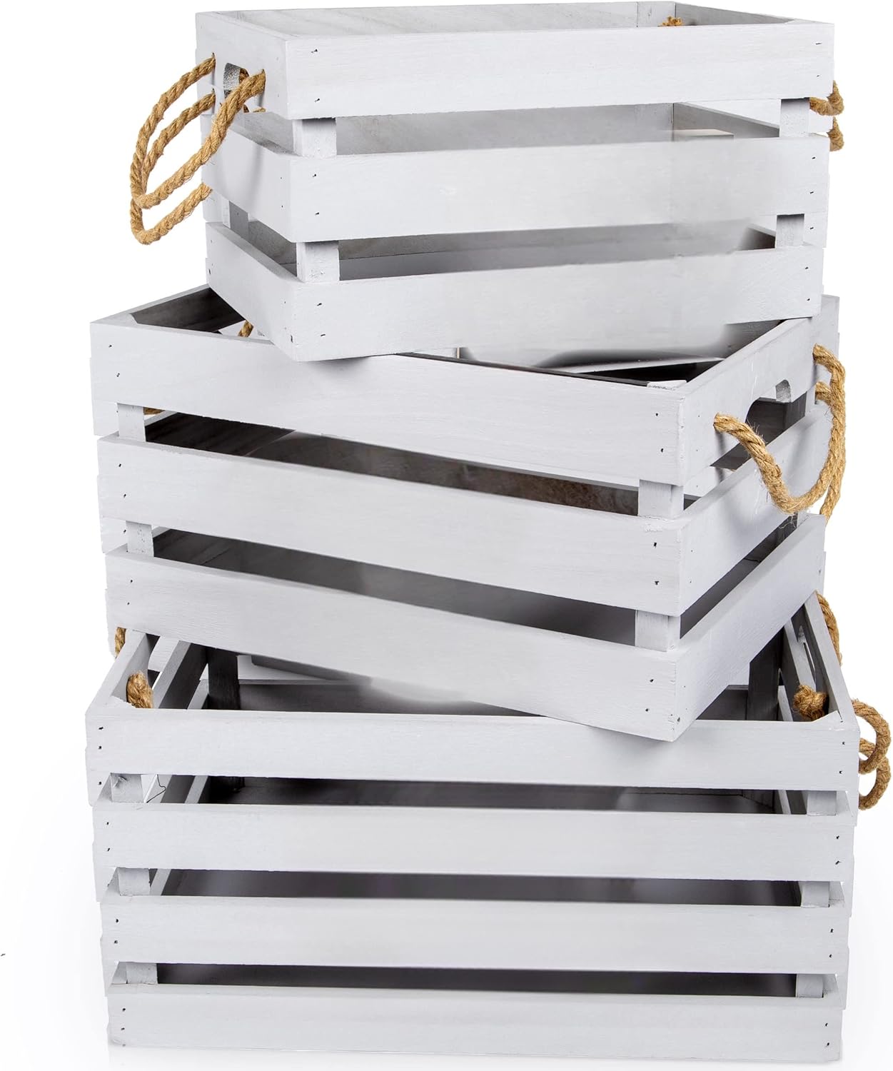 Amazon.com: Rare Rustic Distressed Wooden Crates - Set of 3 Wood Crates ...