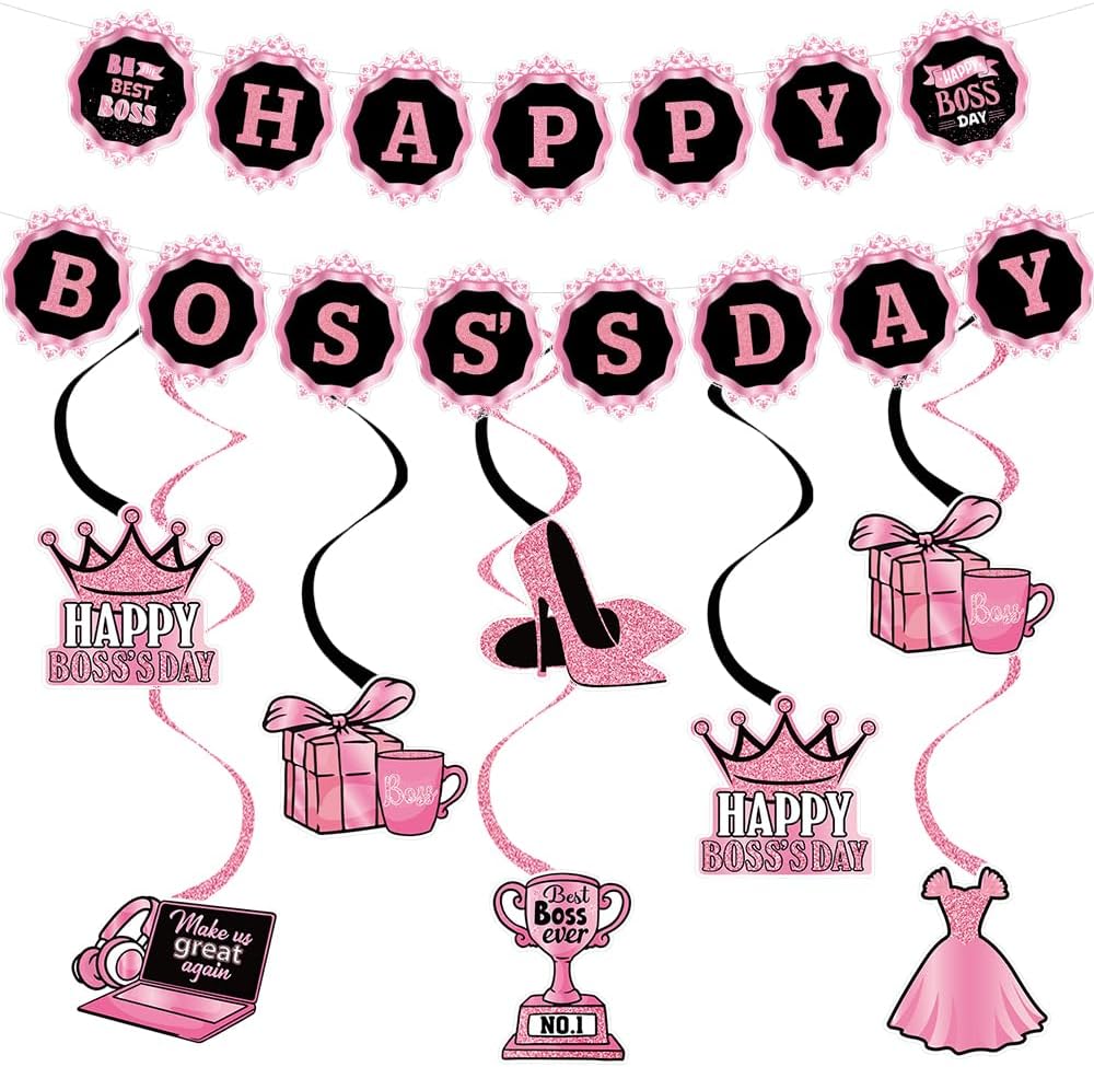 Amazon.com: Best Boss Ever Party Decorations Happy Boss's Day Banner ...