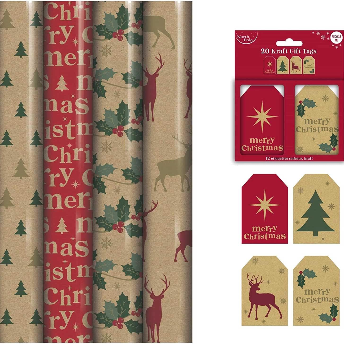 FIRST CHOICE KAYA Traditional 4M Festive Christmas Gift Wrapping Paper ...