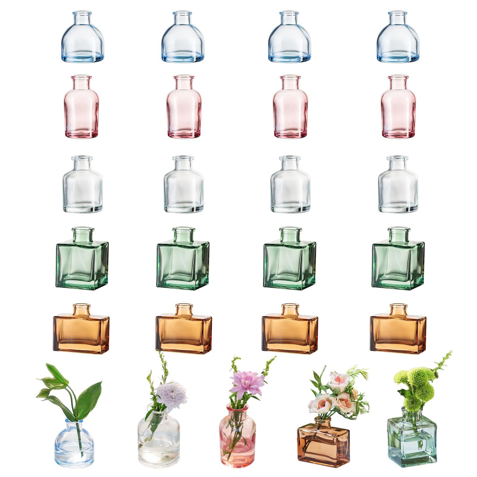 Amazon.com: Glasseam Mini Bud Vases for Centerpieces: Colored Small ...