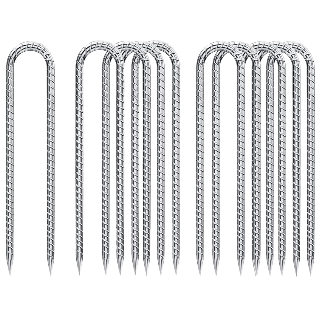 Rebar-Stakes-12-Inch, Ground Stakes Heavy Duty U-Hook Galvanized Anti ...