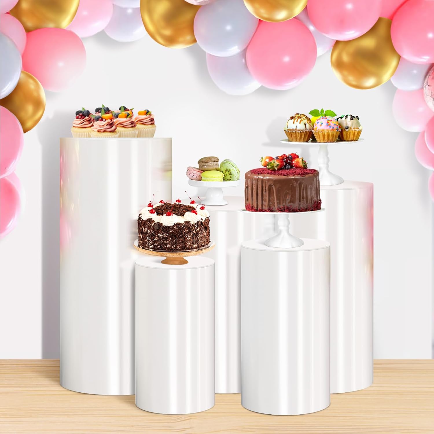 Amazon.com: INGKTMFT Cylinder Stands for Party, White Display Plinth ...