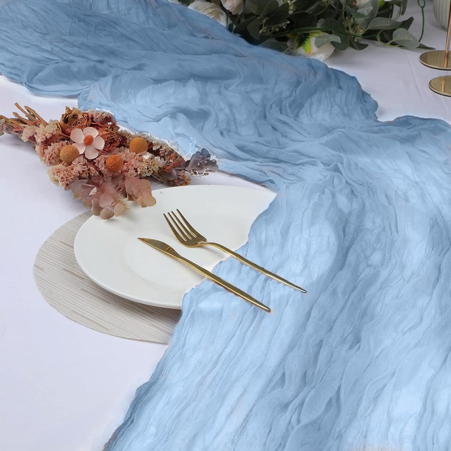 Amazon.com: HOMVERSITY Cheesecloth Table Runner 36 x 120 inch Long Boho ...