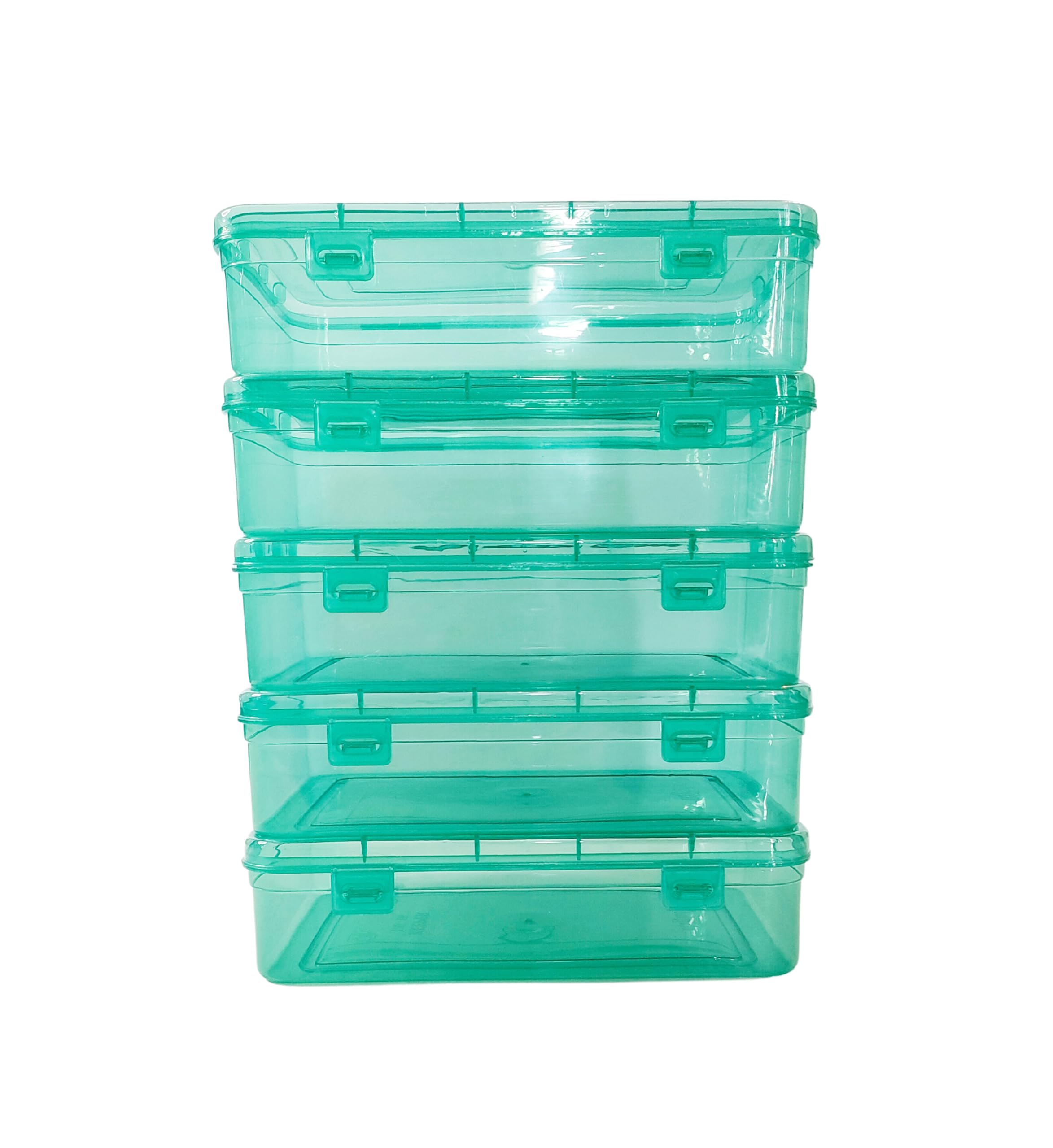 Feliz Green Coloured Plastic Medium Storage Boxes Size 8.5 x 5.5 x 2.25 ...