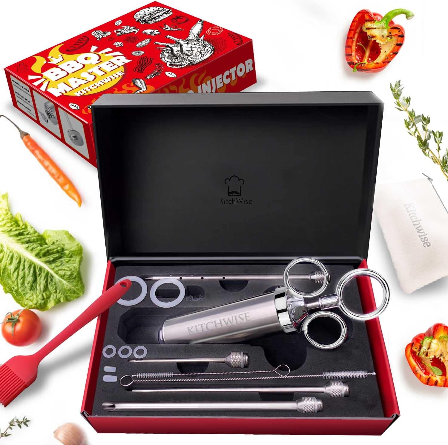 Stainless Steel Meat Injector Kit, Syringe Seasoning Marinade Needles ...