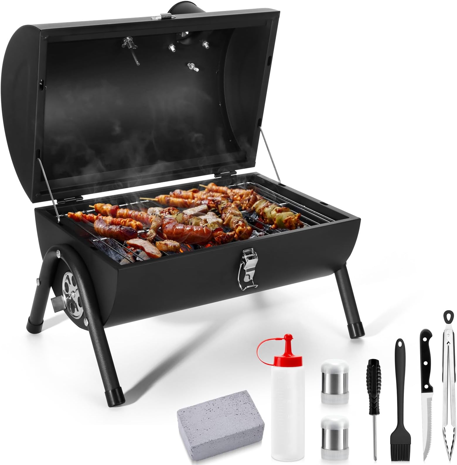 Amazon.com: Portable Charcoal Grill Set of 8, Leonyo Outdoor Small Tabletop BBQ Charcoal Grill ...