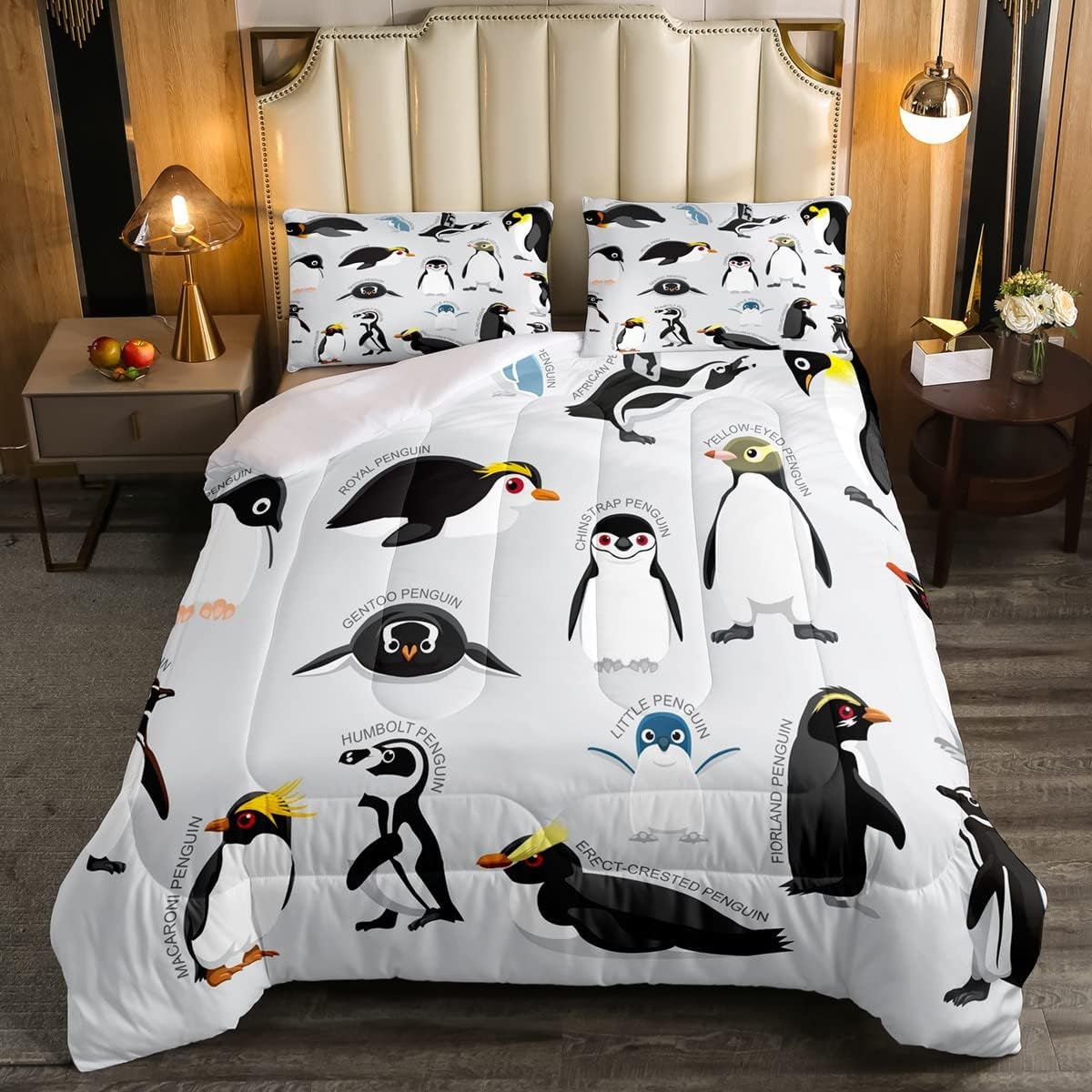 Amazon.com: Erosebridal Penguin Comforter Set Twin Size,Black White ...