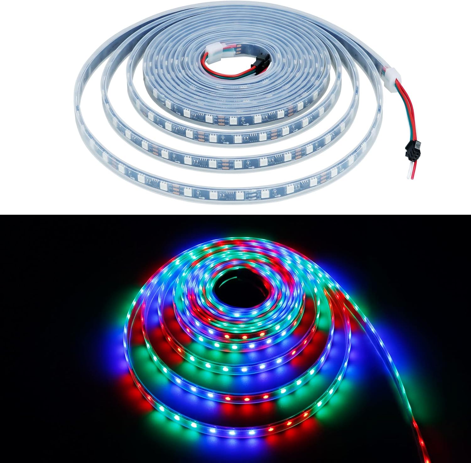 YUNBO WS2811 RGB LED Strip DC 12V Individually Addressable 5M Cuttable ...