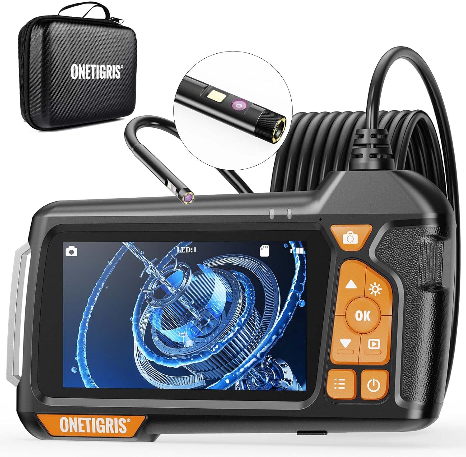 Amazon.com: 5.5mm Dual Lens Borescope - OneTigris 4.5" LCD Screen ...