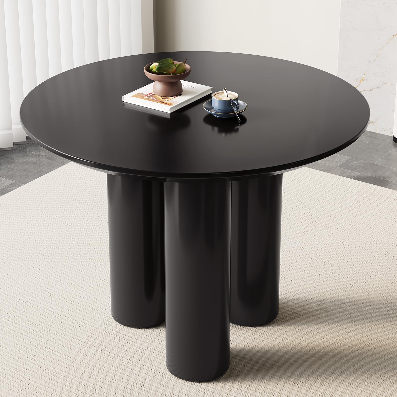 Amazon.com - GraceNook Black Round Dining Table, 39" Small Dining Table ...