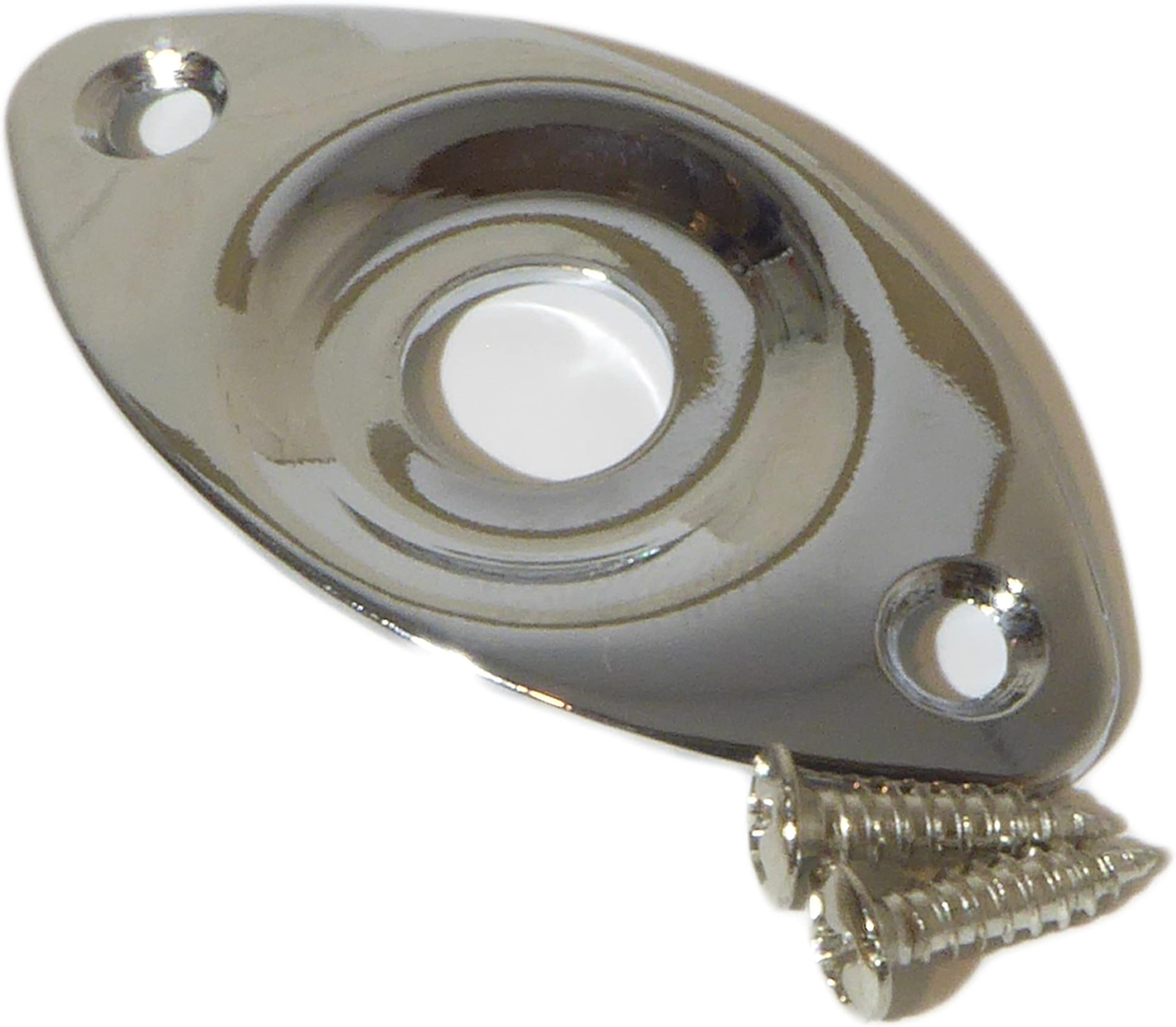 Electric guitar input jack socket plate in chrome recessed including ...