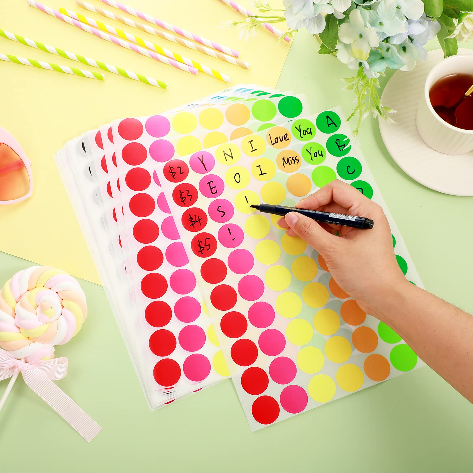 Snapklik.com : Nezyo 2800 Pcs Color Circle Dot Stickers 14 Color Round ...