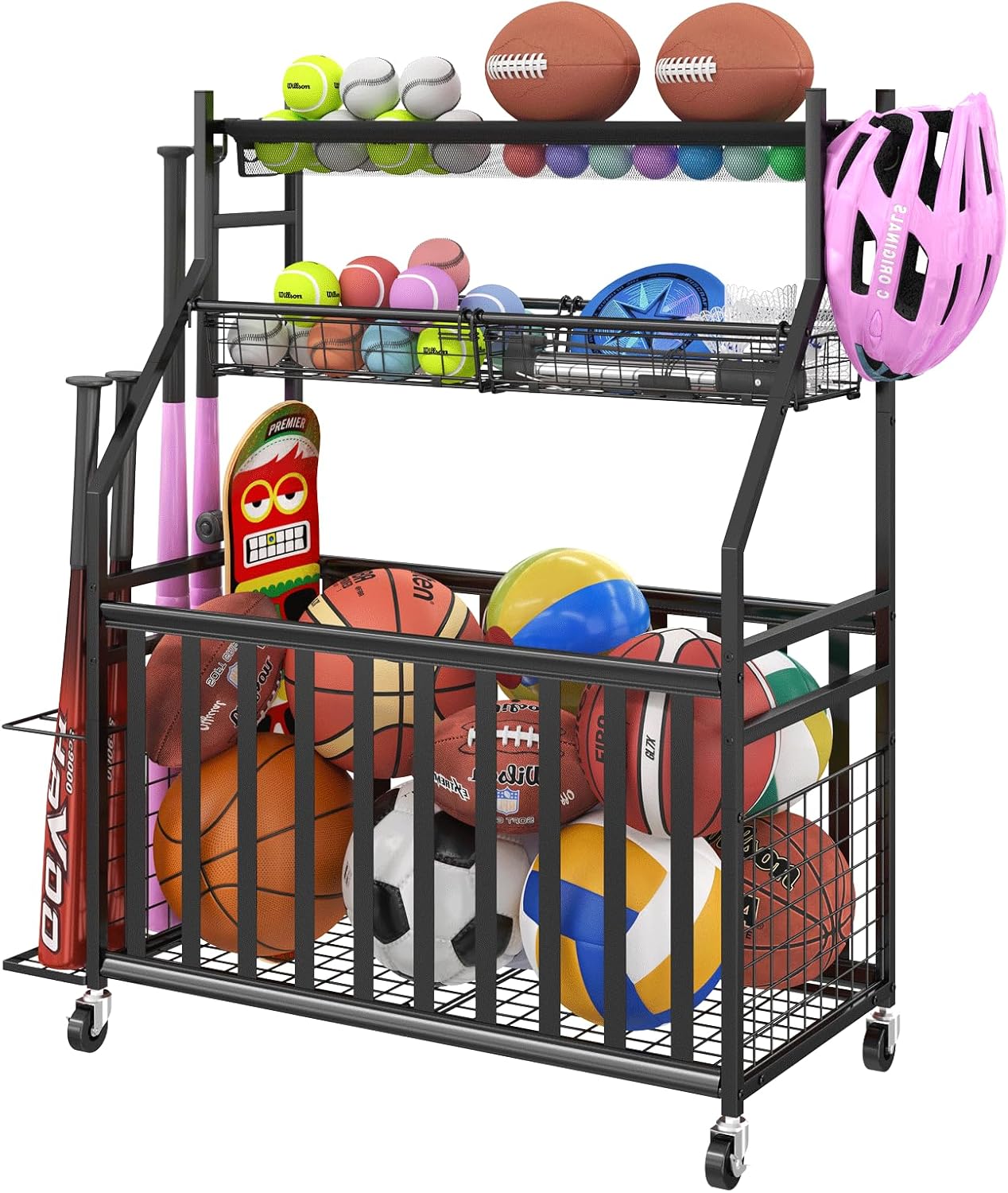 Amazon.com: Jsskeeim Garage Sports Equipment Organizer,Sports Ball ...