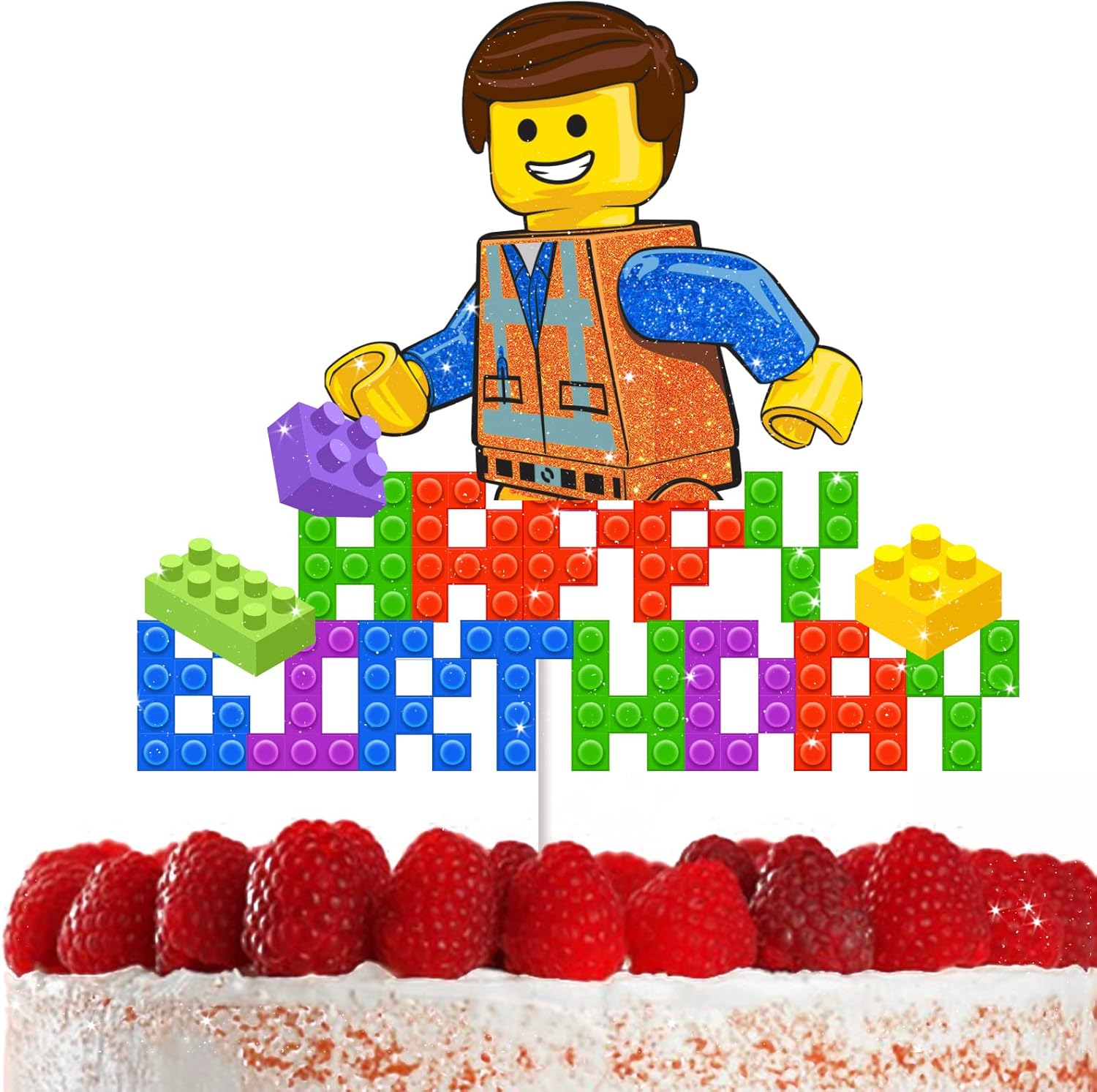 Amazon.com: Building Block Happy Birthday Cake Topper for Boys Girls ...