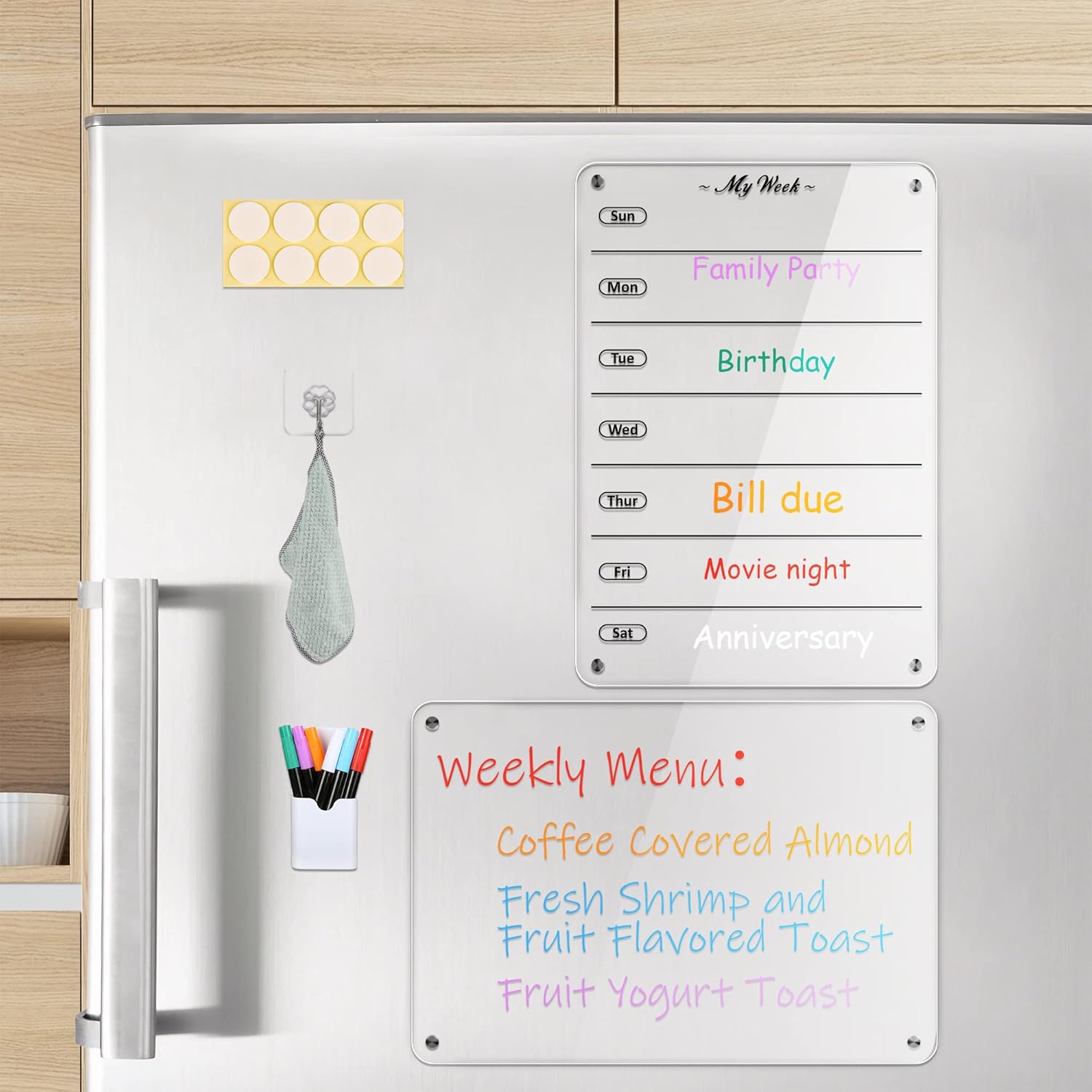 Amazon.com: 9x13 Clear Weekly Dry Erase Board Fridge 2PCS Acrylic Dry Erase Magnetic for ...