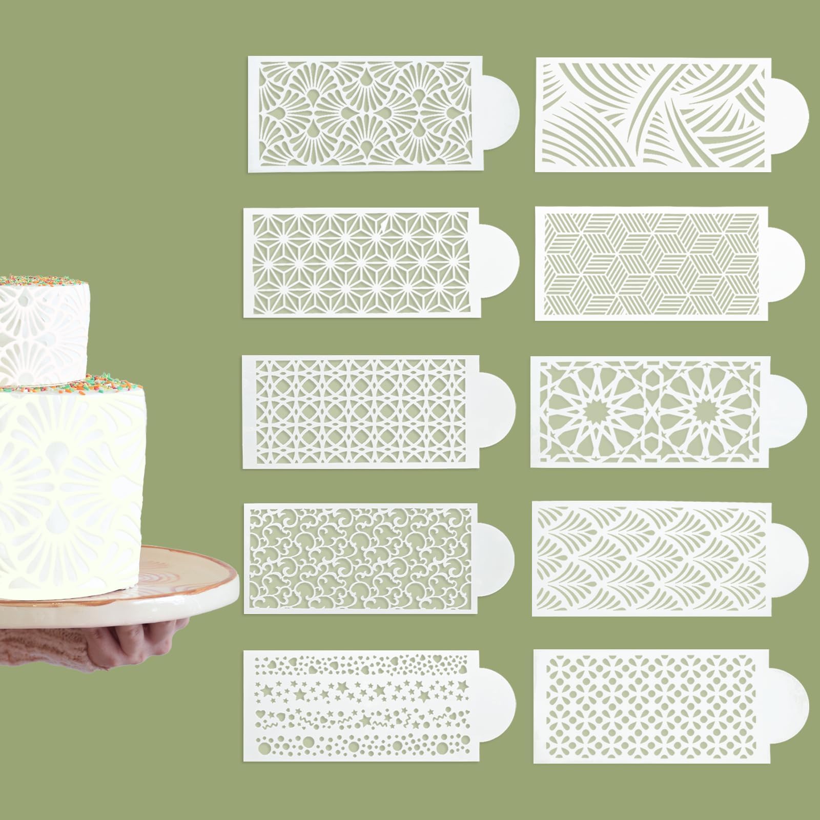 Amazon.com: Surakey 2Pcs Flower Mesh Cake Stencils for Cake Lace ...