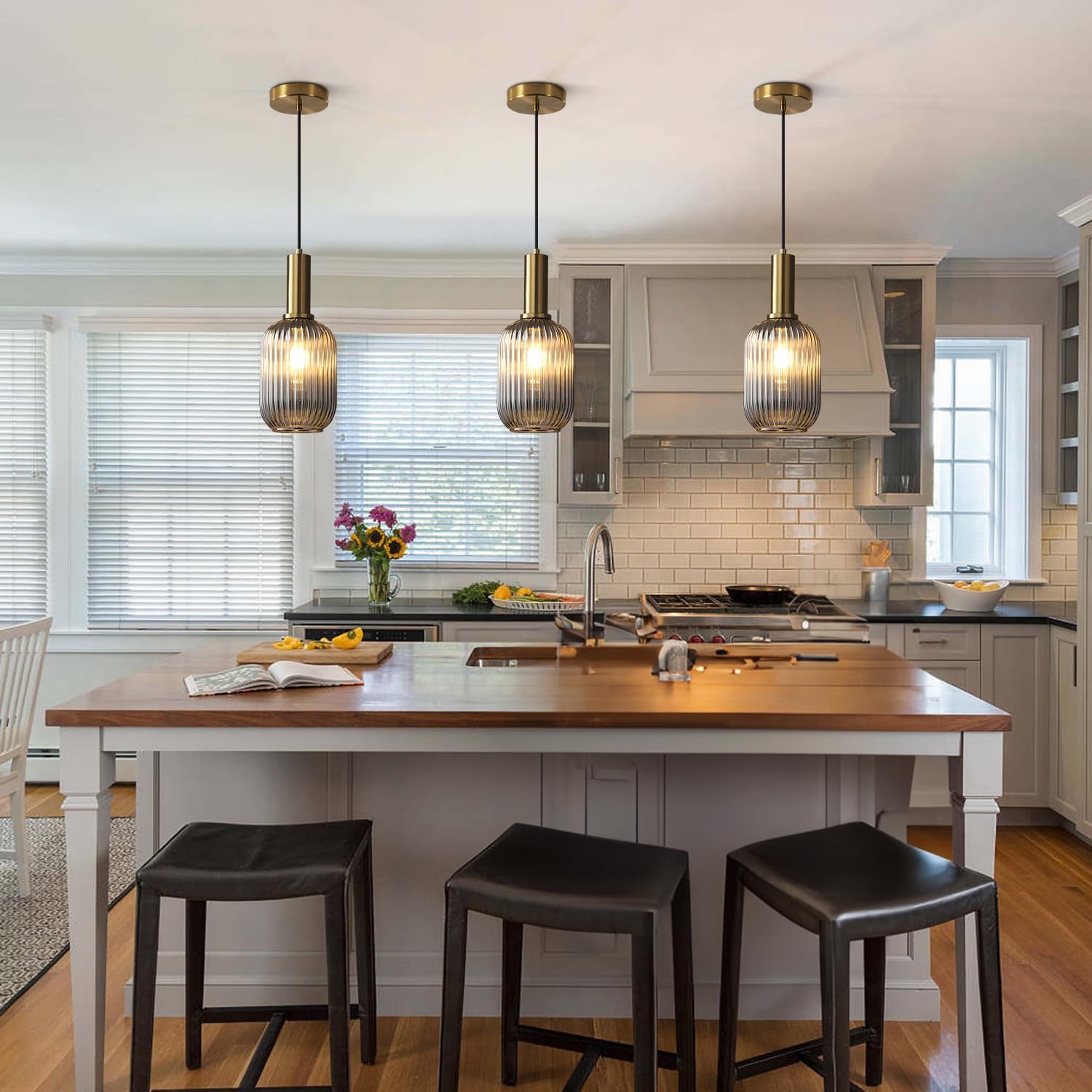 Snapklik.com : Lighting Mini Smoke Glass Pendant Light Fixture 1-Light ...
