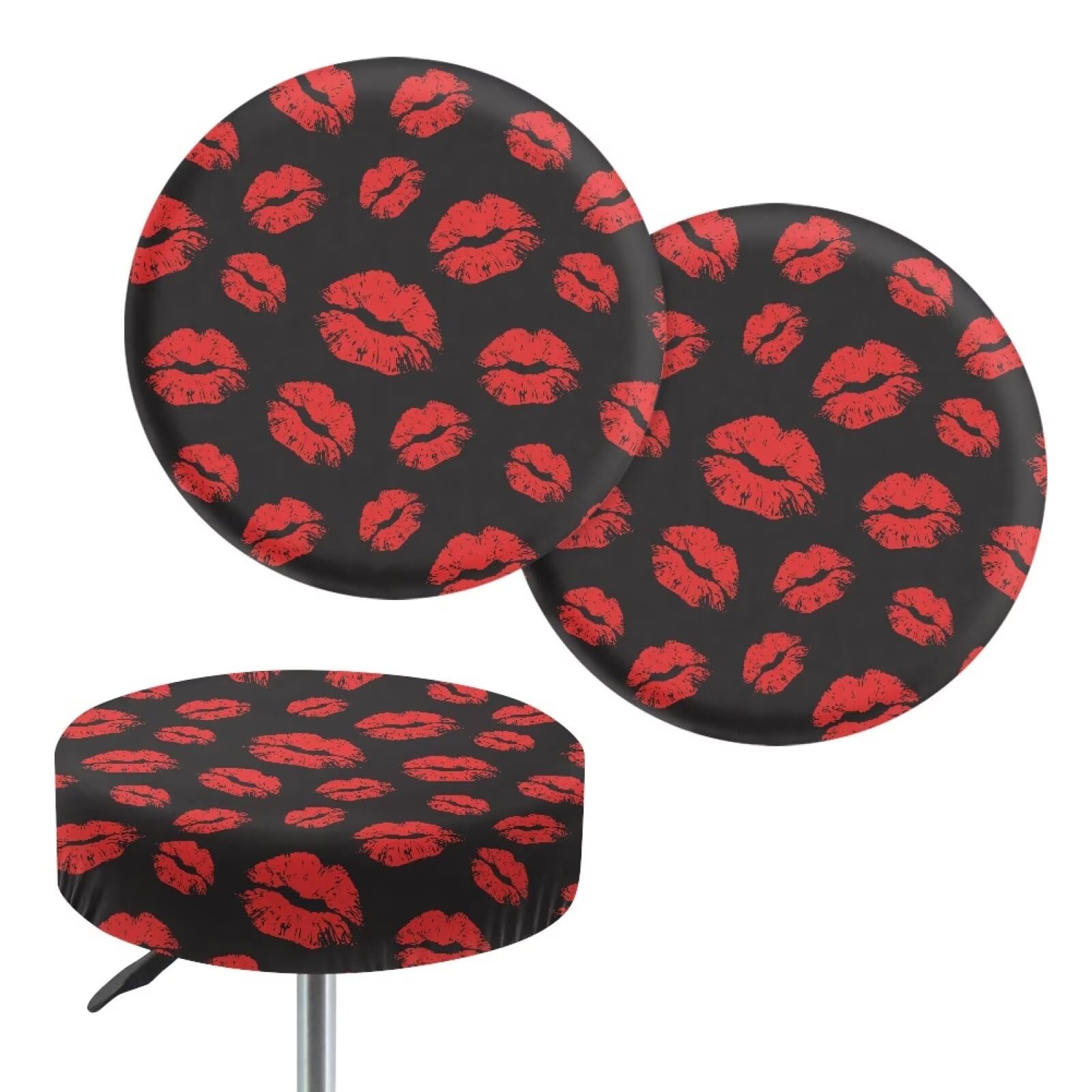 Amazon.com: gearider Round Stool Covers, Red Lips Printed, Round Bar ...