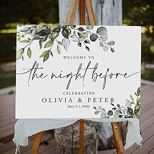 Amazon.com: Generic The Night Before Welcome Sign, Wedding Rehearsal ...