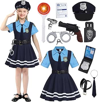 Amazon.com: Girls Police Officer Costume Kids Cop Costume Toddler ...