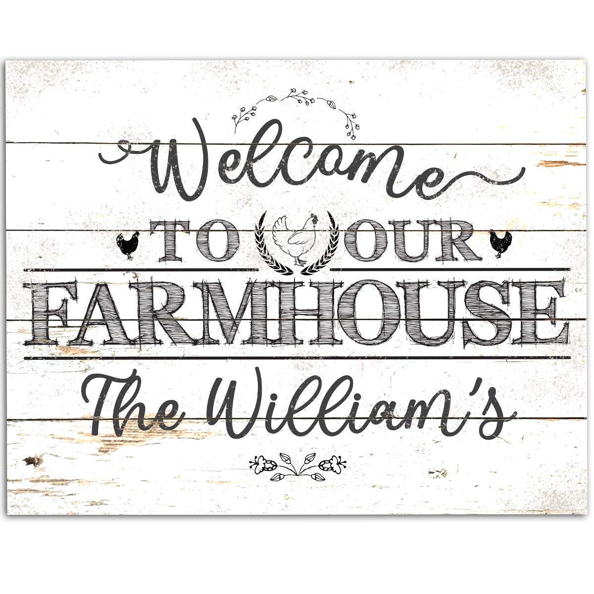 Amazon.com: Welcome To Our Farmhouse Personalized Sign - Classic ...