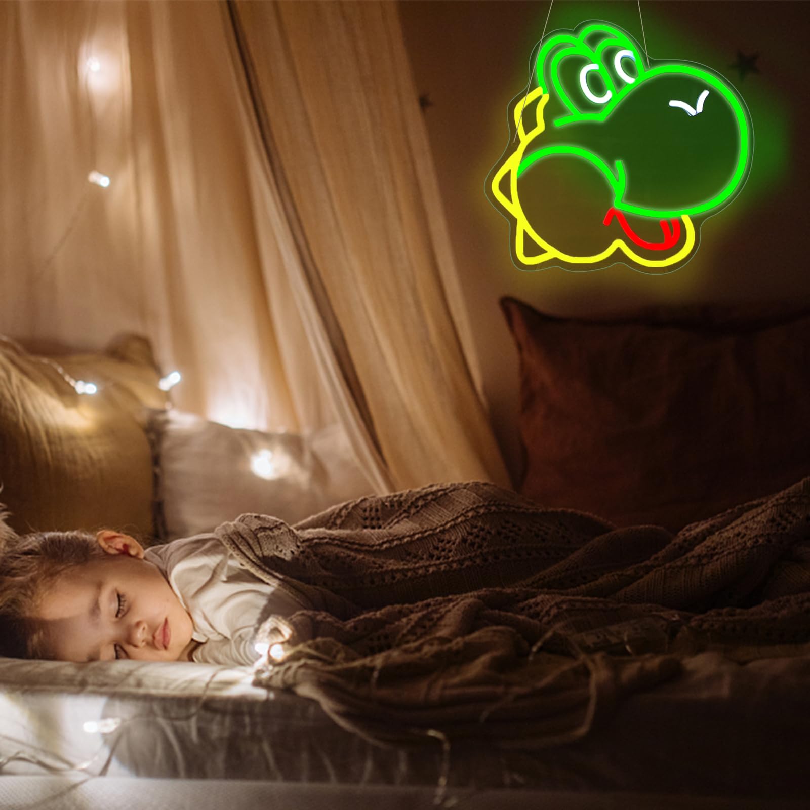 Yoshi Neon Sign Green Led Anime Dinosaur Neon Light Signs for Wall ...