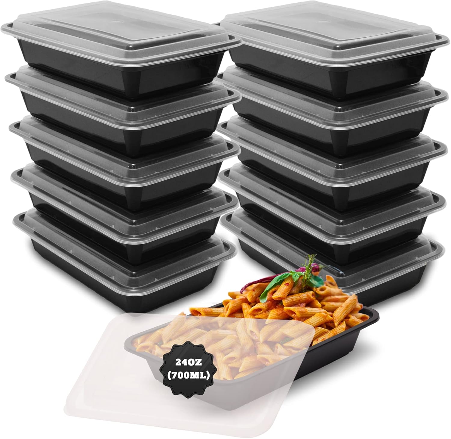 KAPCO Meal Prep Containers [24oz, 10 Pack] Reusable 1 Compartment BPA ...