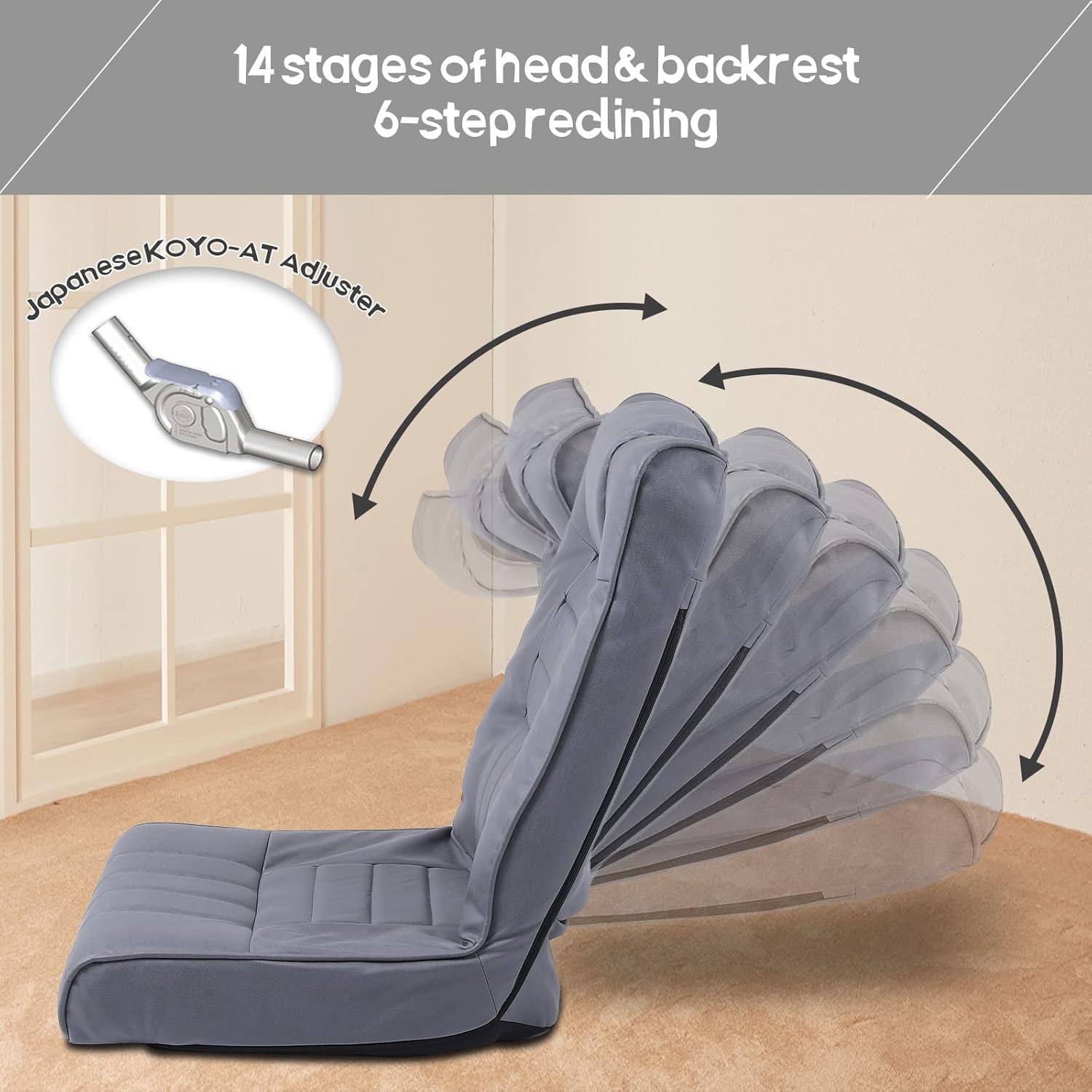 Buy FLOGUOR Comfy Floor Chair 14-Position Foldable Floor Chair with ...