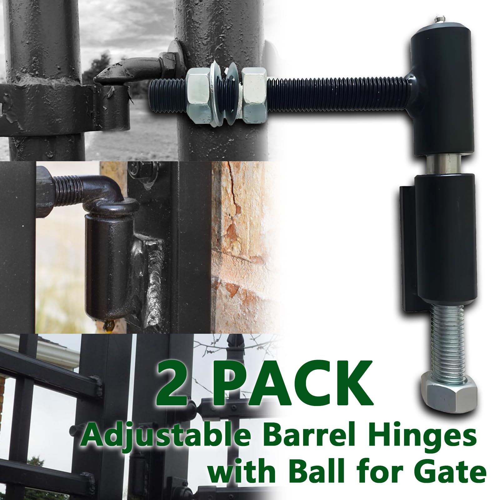 Snapklik.com : 2Pack Self Closing Steel Weld On Barrel Hinges Long Bolt ...