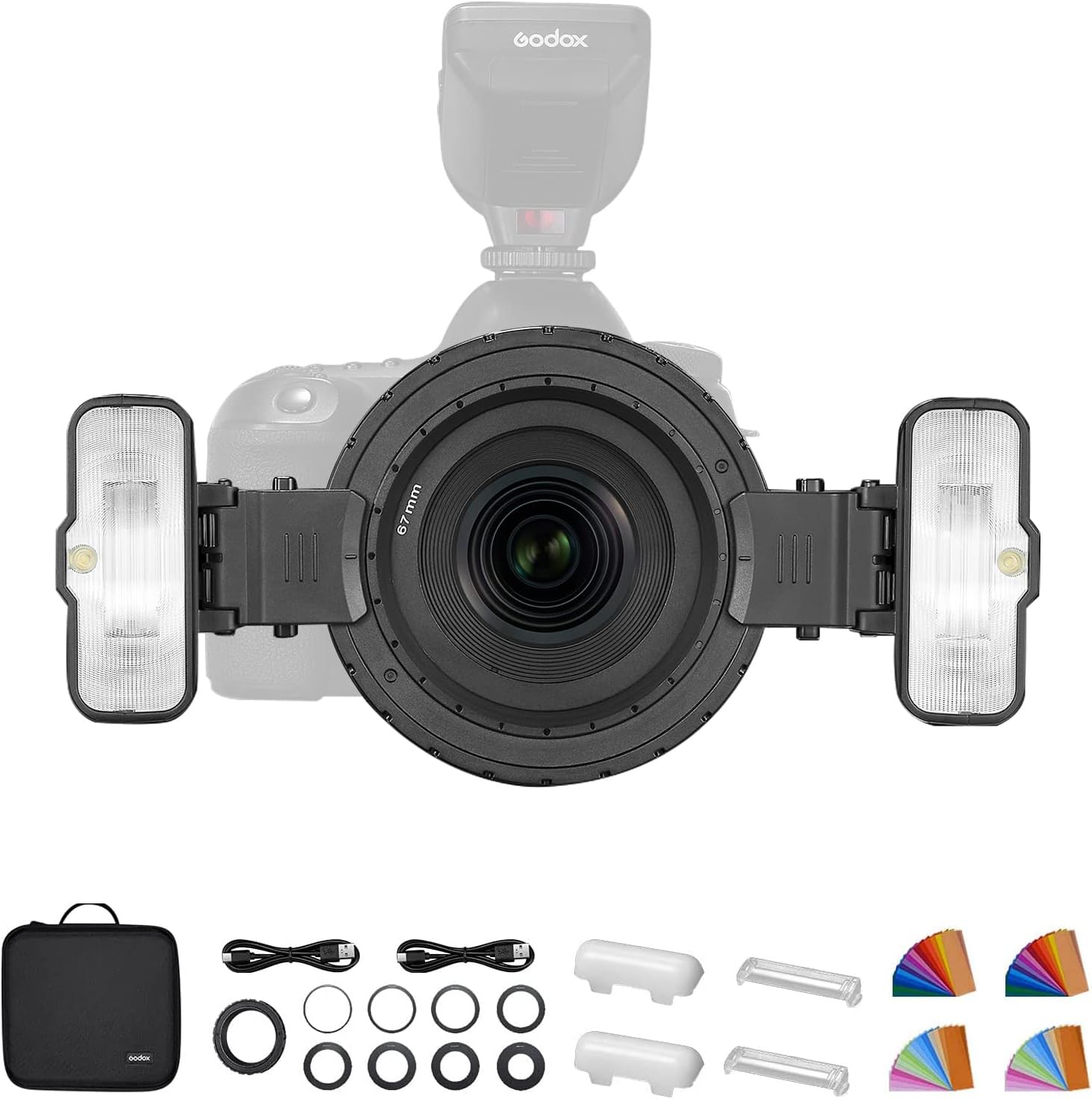 Godox MF12-K2 Macro Flash Kit, 2.4G Wireless TTL Flash with 3.7V/1700mAh Lithium Battery to ...