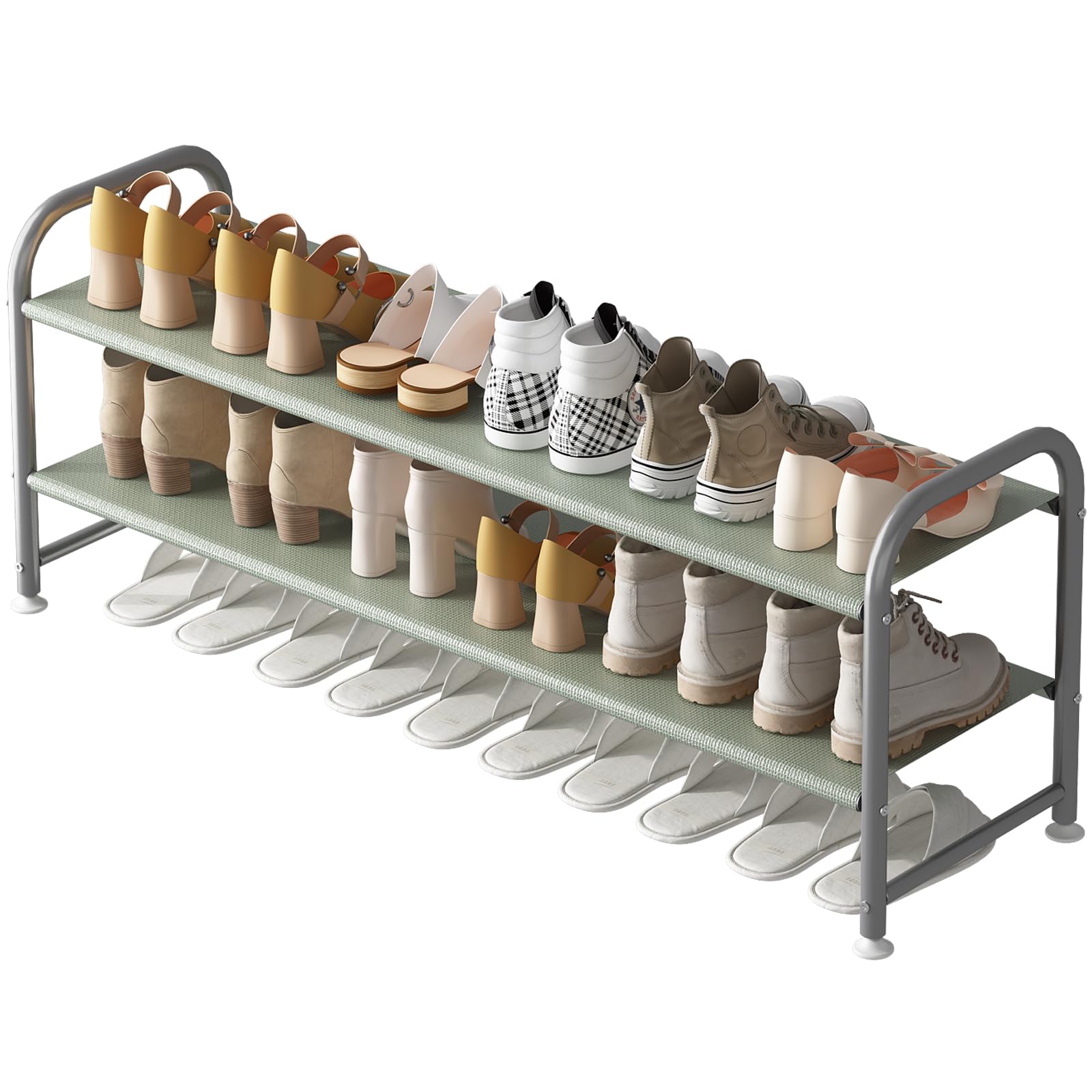 Amazon.com: INGIORDAR Shoe Rack 2 Tier Long Storage Organizer Wide ...
