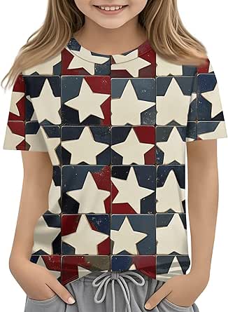 Amazon.com: Girls American Flag Shirts Patriotic Shirt USA Flag Stars ...