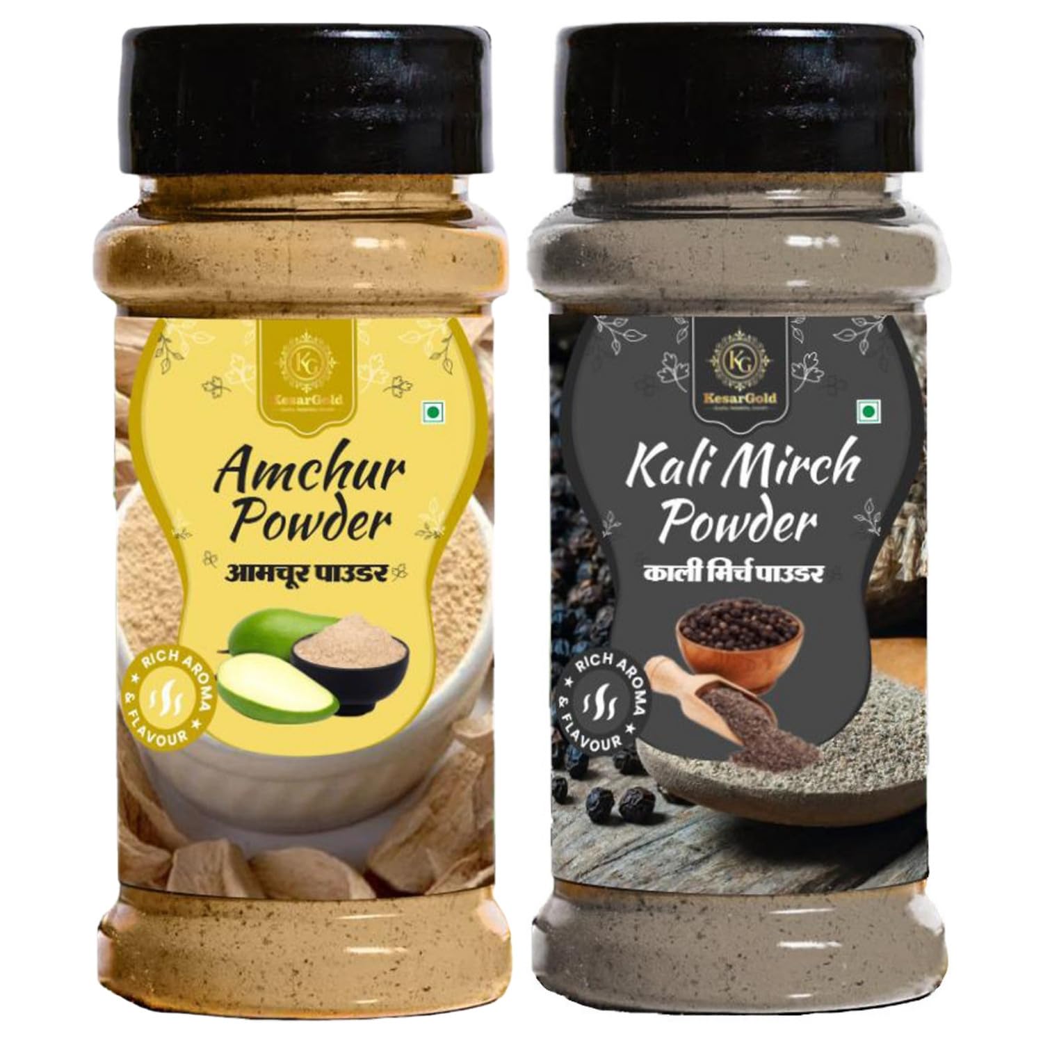 KESAR GOLD Rich Aroma Flavour Amchur Powder and Kali Mirch Powder | 100 ...