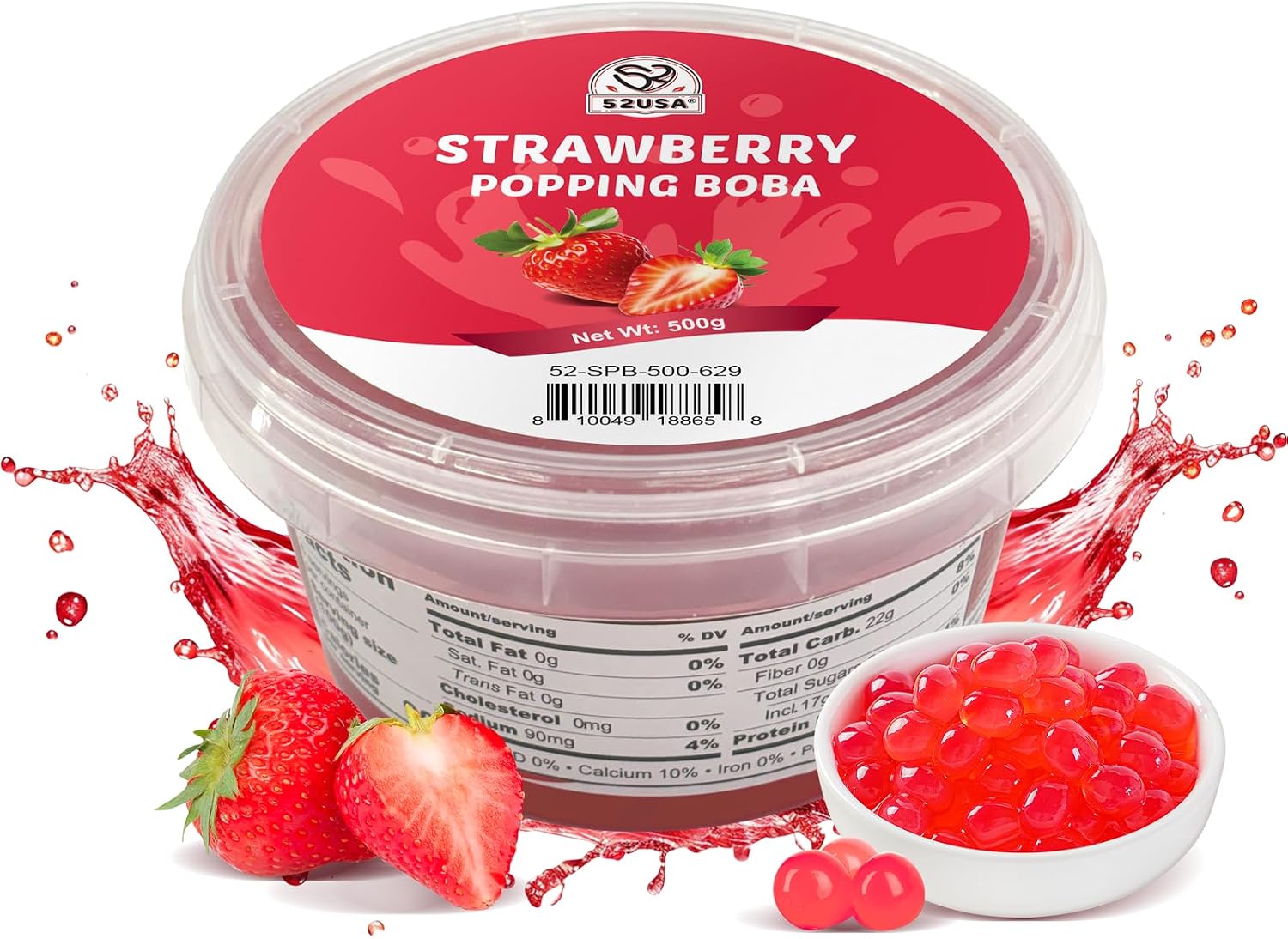 Amazon.com: 52USA Strawberry Popping Boba (500g), Popping Pearls for ...