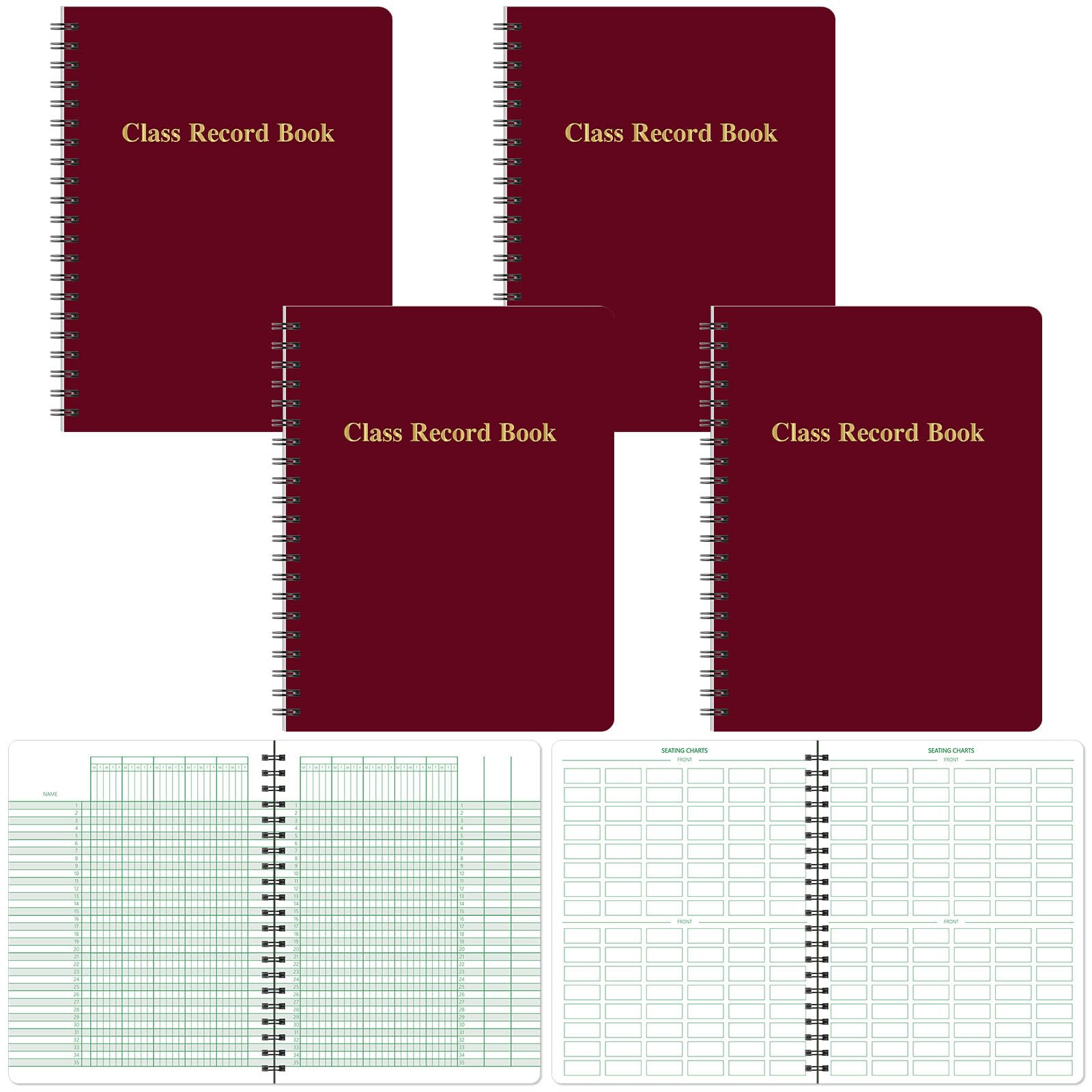 Amazon.com : Motipuns 4 Pack Class Record Book for 10 Weeks, 35 Names ...