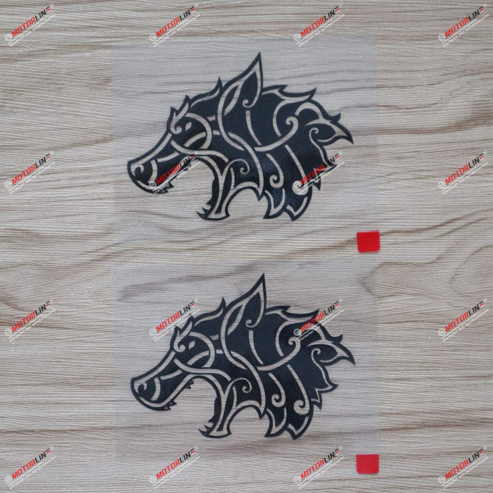 Amazon.com - 2X Black 4'' Viking Wolf Head Celtic Decal Sticker Norse ...