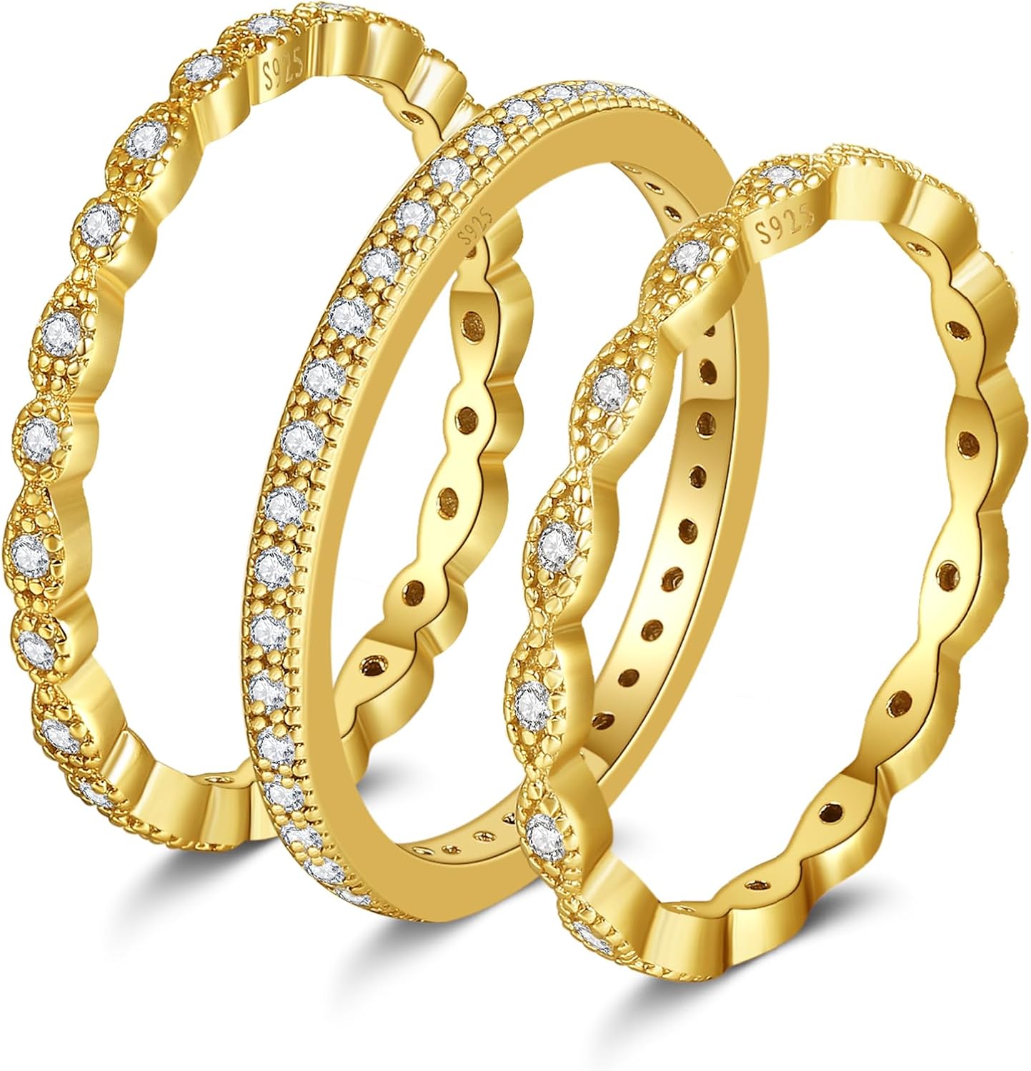 Amazon.com: OLIVIASO Women 925 Sterling Silver 14K Gold Plated Rings ...