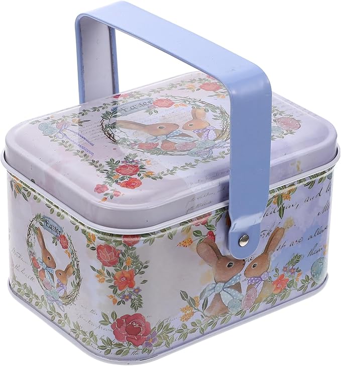 Amazon.com: VOSAREA Tinplate Box Easter Candy Box with Handle Easter ...