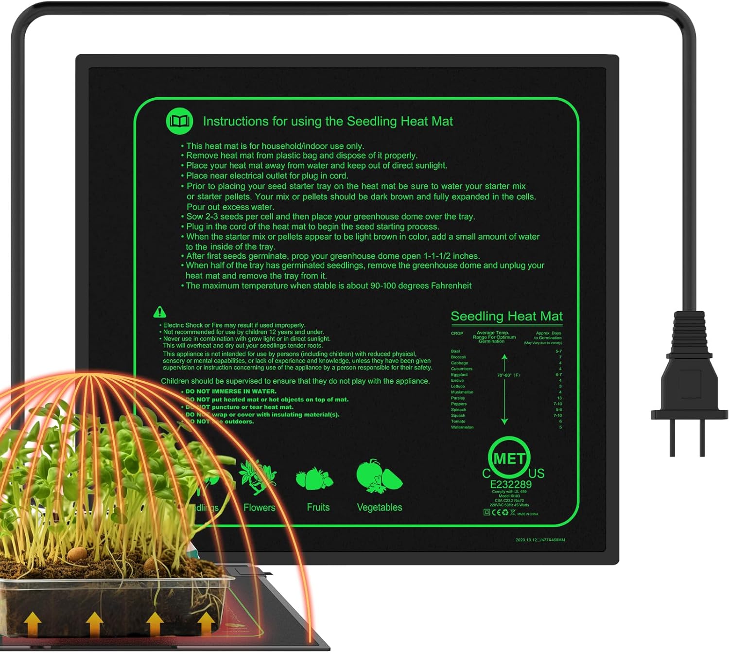 Amazon.com : 20"x 20.5" Seedling Heat Mat- Warm Hydroponic Heating Pad ...
