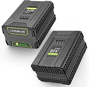 Amazon.com : 2 Packs 60V 5.0Ah Lithium Battery Replace for Greenworks ...