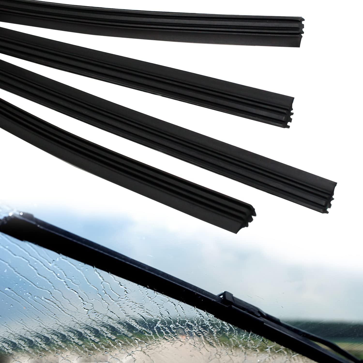 Amazon.fr : 4 Pièces Lames d'Essuie-Glace de Rechange en Caoutchouc ...