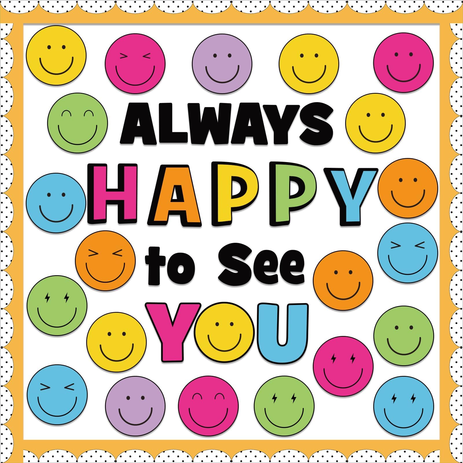 Amazon.com : Colorful Smile Face Bulletin Board Set Back to School ...