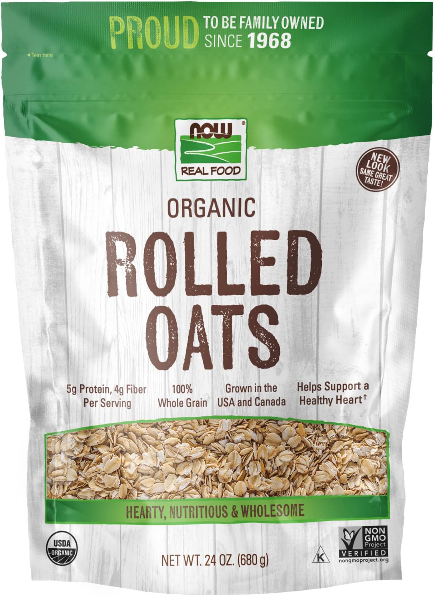 Amazon.com: NOW Foods, Organic Rolled Oats, Source of Fiber, Protein ...