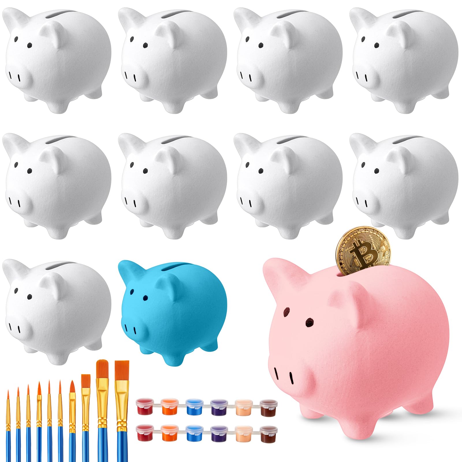 Amazon.com: Skybooly 12 Pcs DIY Ceramic Piggy Banks Pig Piggy Banks ...